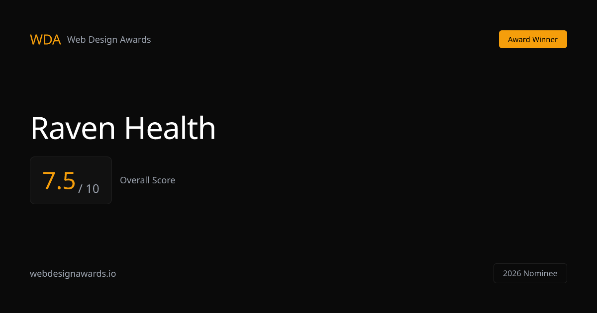 Raven Health — Technology Winner 2026 | Web Design Awards | Web Design ...